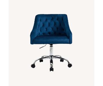 Modern Dark Blue Velvet Office Chair - AptDeco