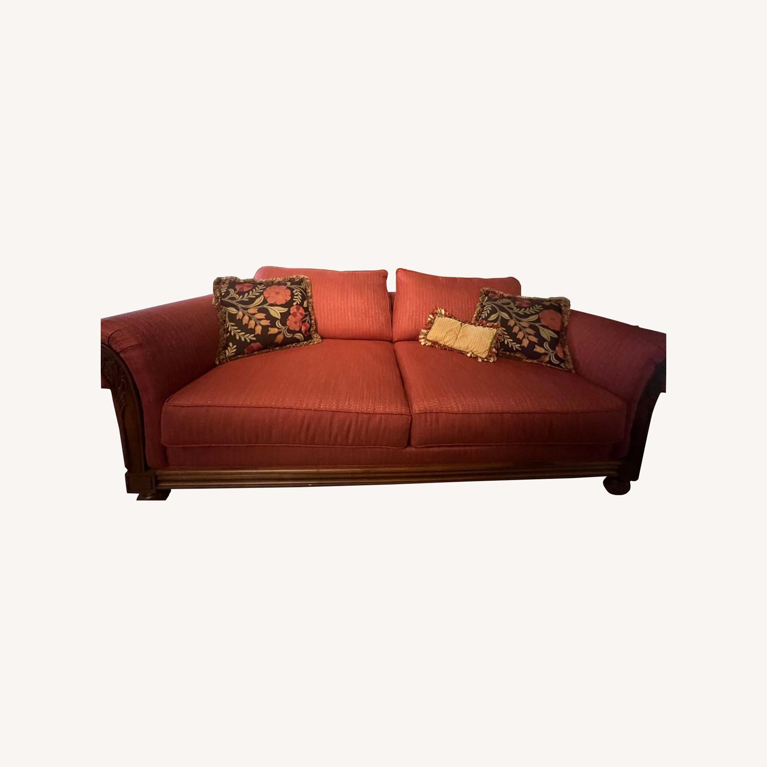 Ethan Allen Red Vintage Two-seat Sofa - AptDeco