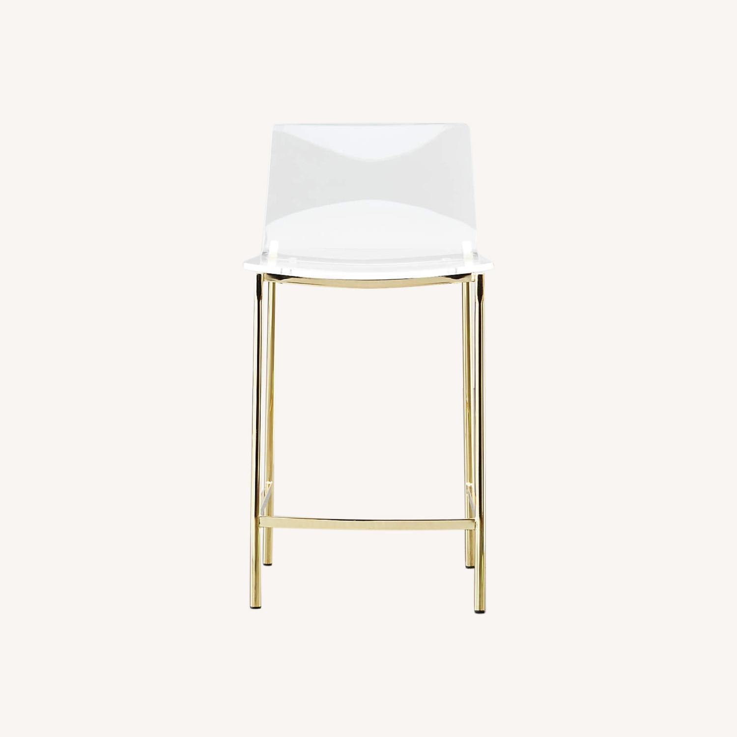 CB2 Chiaro Clear Counter Stool Gold Set of 3 - AptDeco