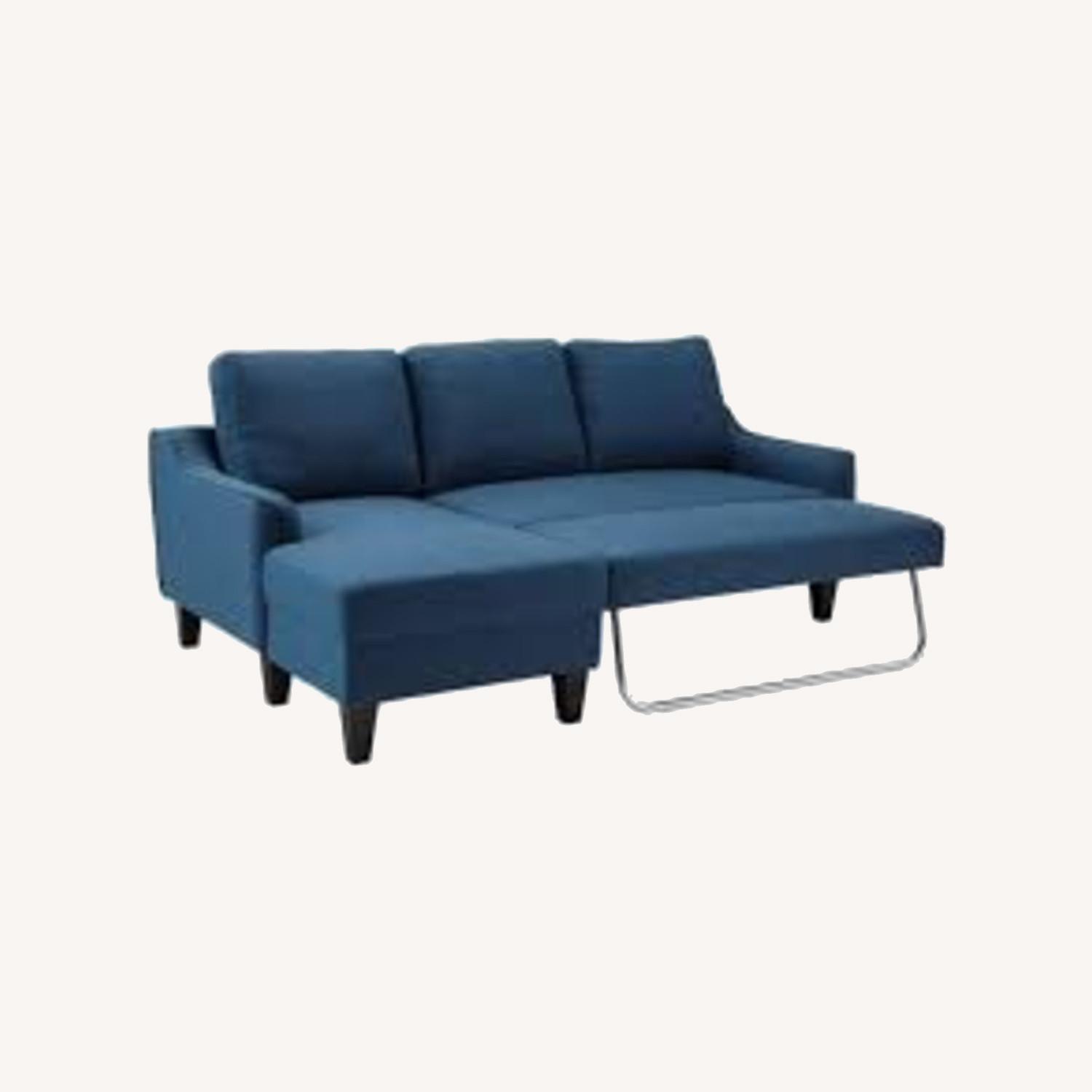 Navy Blue Convertible Sectional Sofa - AptDeco