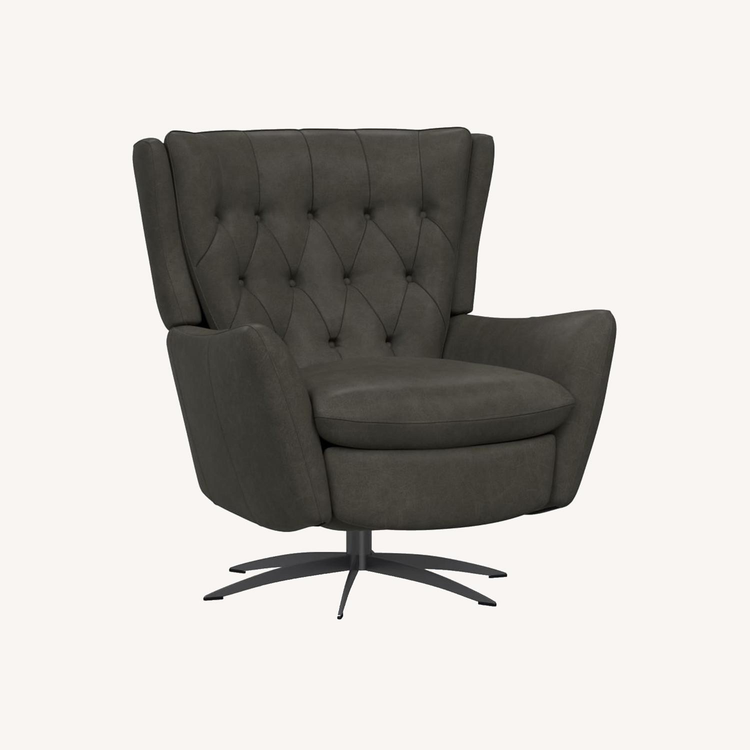 Pottery Barn Wells Leather Swivel Recliner - AptDeco