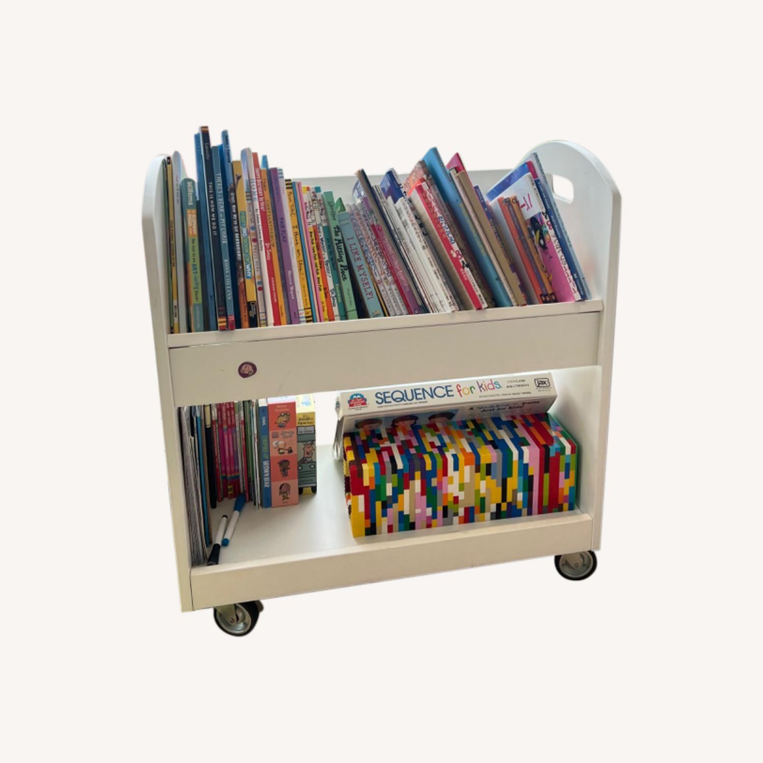 Local Branch White 2 Shelf Rolling Library Cart - AptDeco