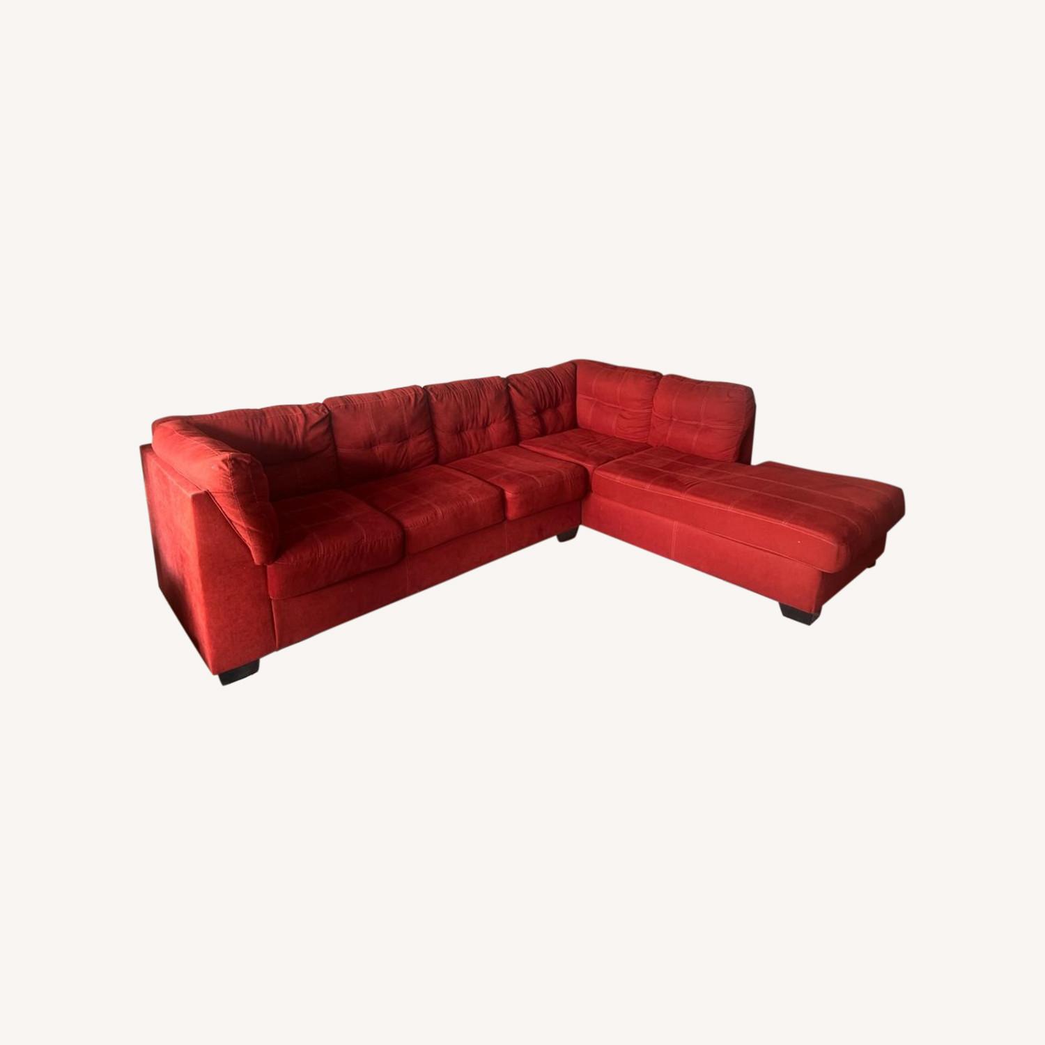 L-shaped Red Brick Sofa - AptDeco