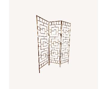 Antique Gold Leaf 3 Panel Room Divider Screen - AptDeco