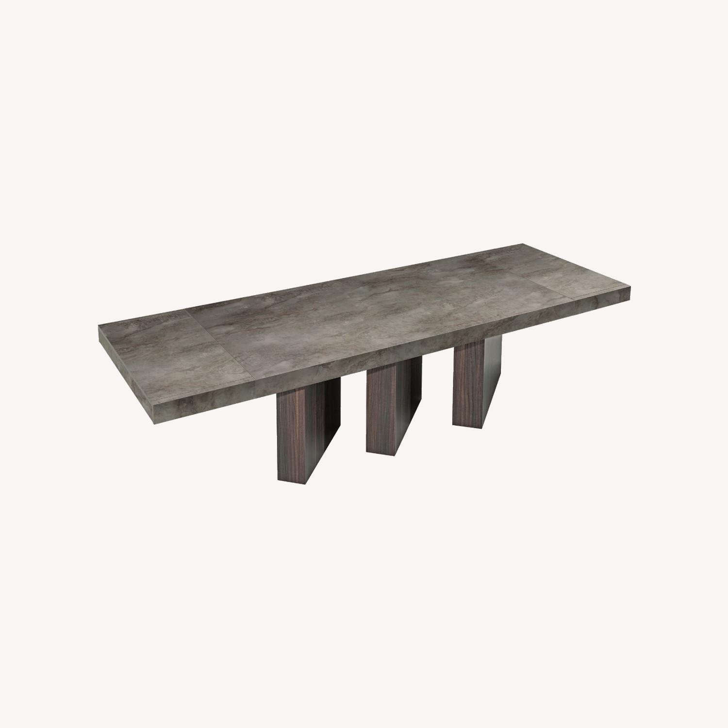 Modern Grey Volcano & Eucalyptus Oak Dining Table - AptDeco