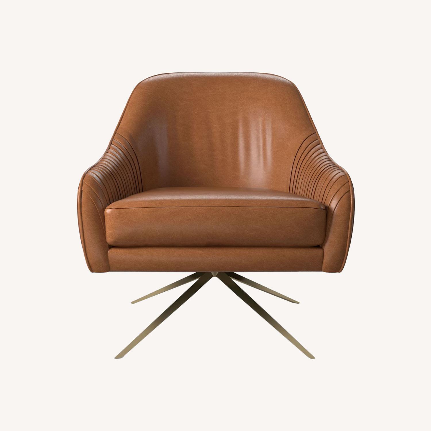 West Elm Roar & Rabbit Leather Swivel Chair - AptDeco
