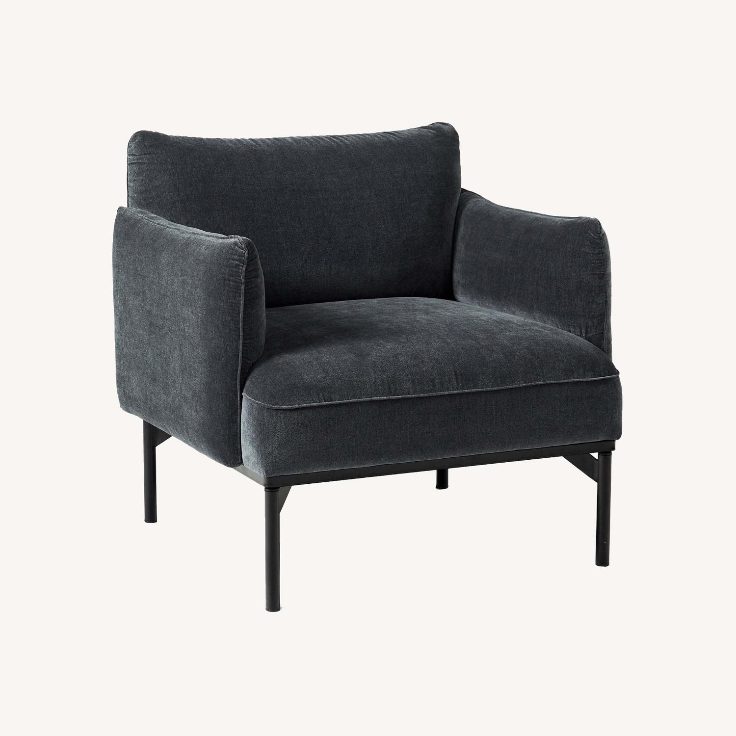 West Elm Slate Black Fabric Chair - AptDeco