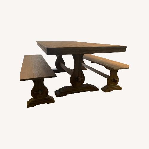 Custom White Oak Herringbone Dining Table - AptDeco