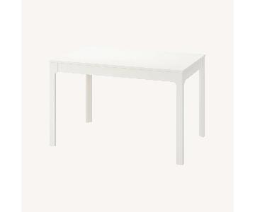 IKEA Extendable White Wooden Dining Table - AptDeco