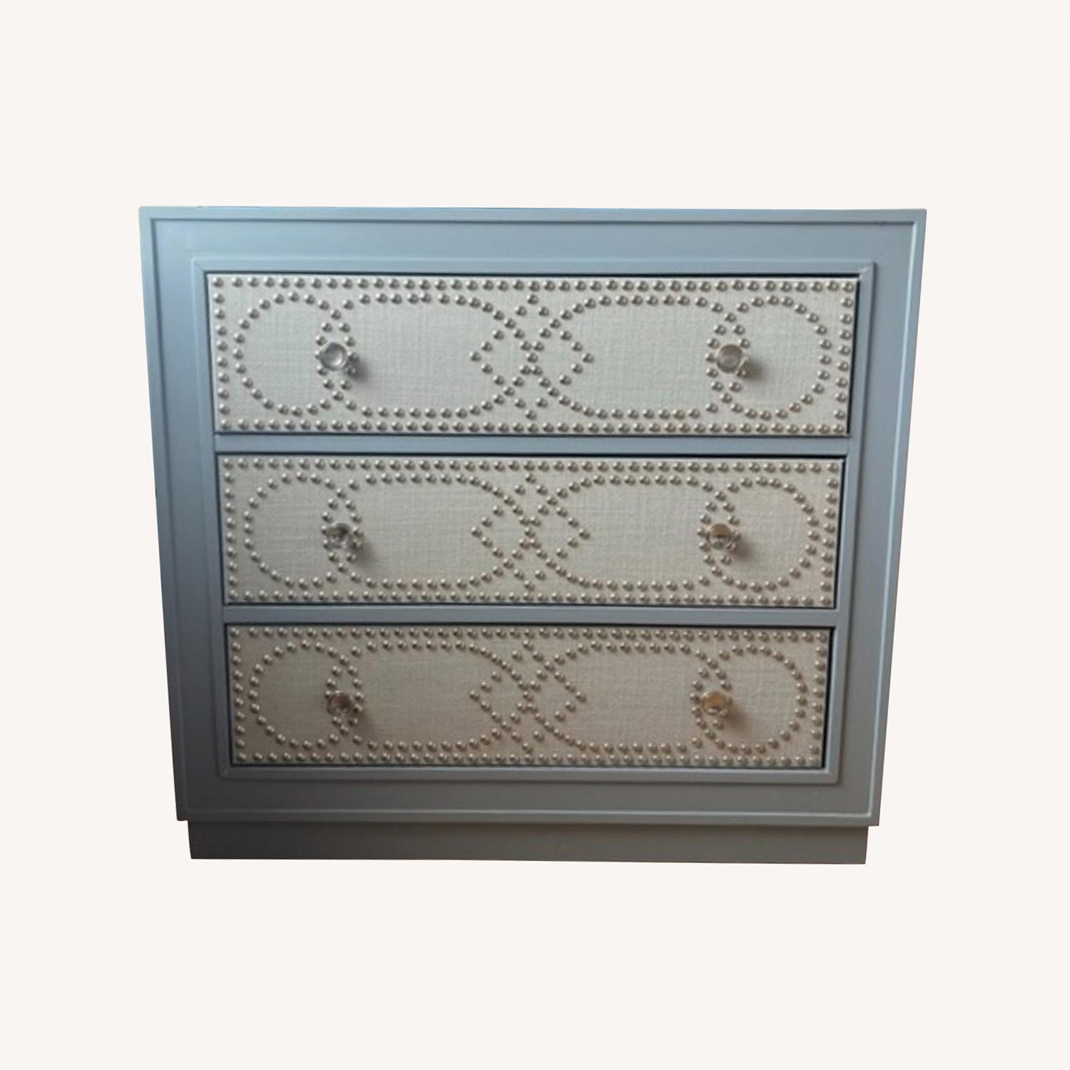 Studded Linen Wood Dresser - AptDeco