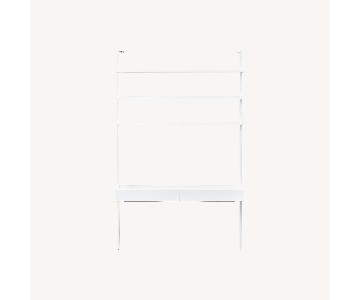 CB2 Stairway White Wall Desk with Shelves 96" - AptDeco