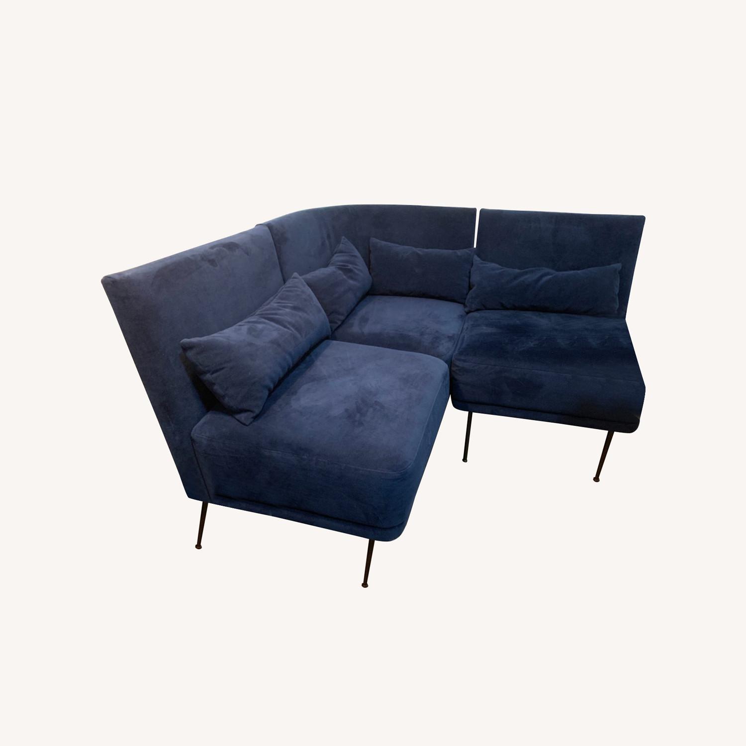 West Elm Navy Corner Banquet - AptDeco