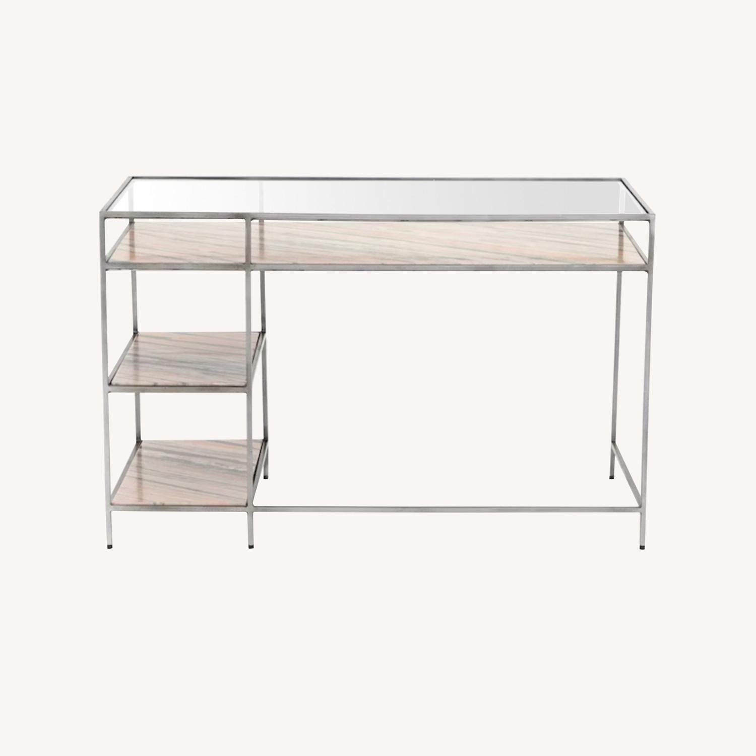Marlow Kaia Desk in Distressed Iron & Marble - AptDeco