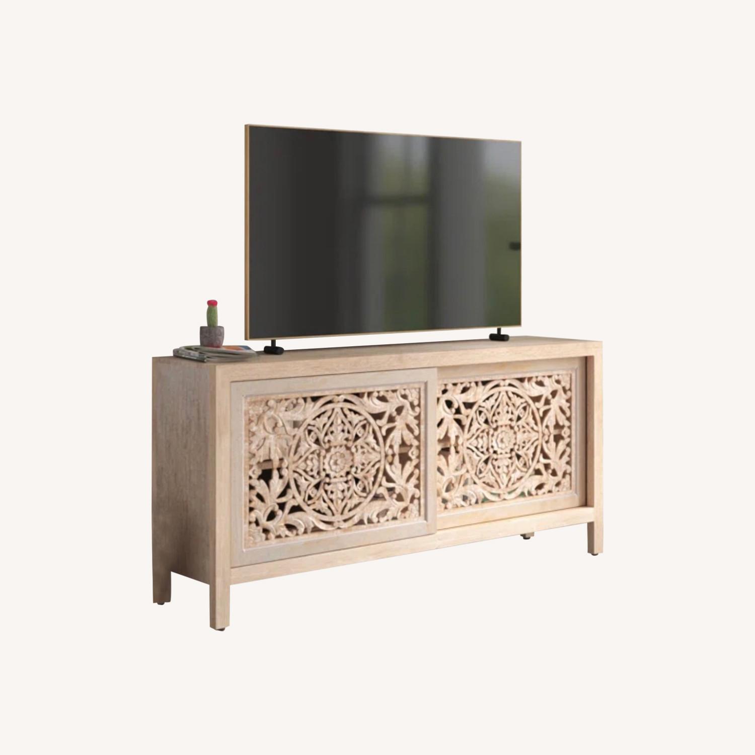 Wayfair Mango Wood Carved 68 Media Console - AptDeco