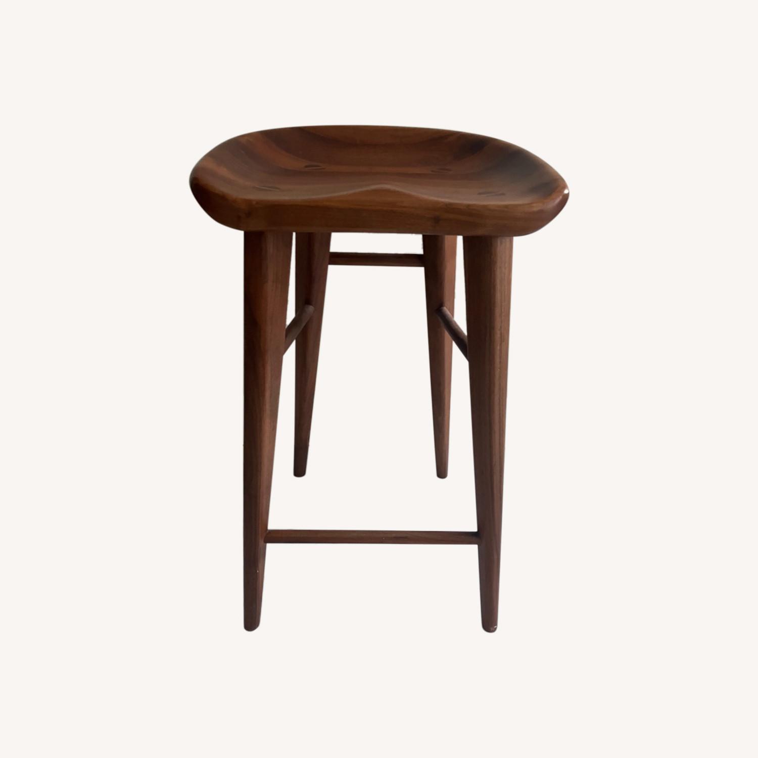 Organic Modernism Walnut Tractor Stool - AptDeco