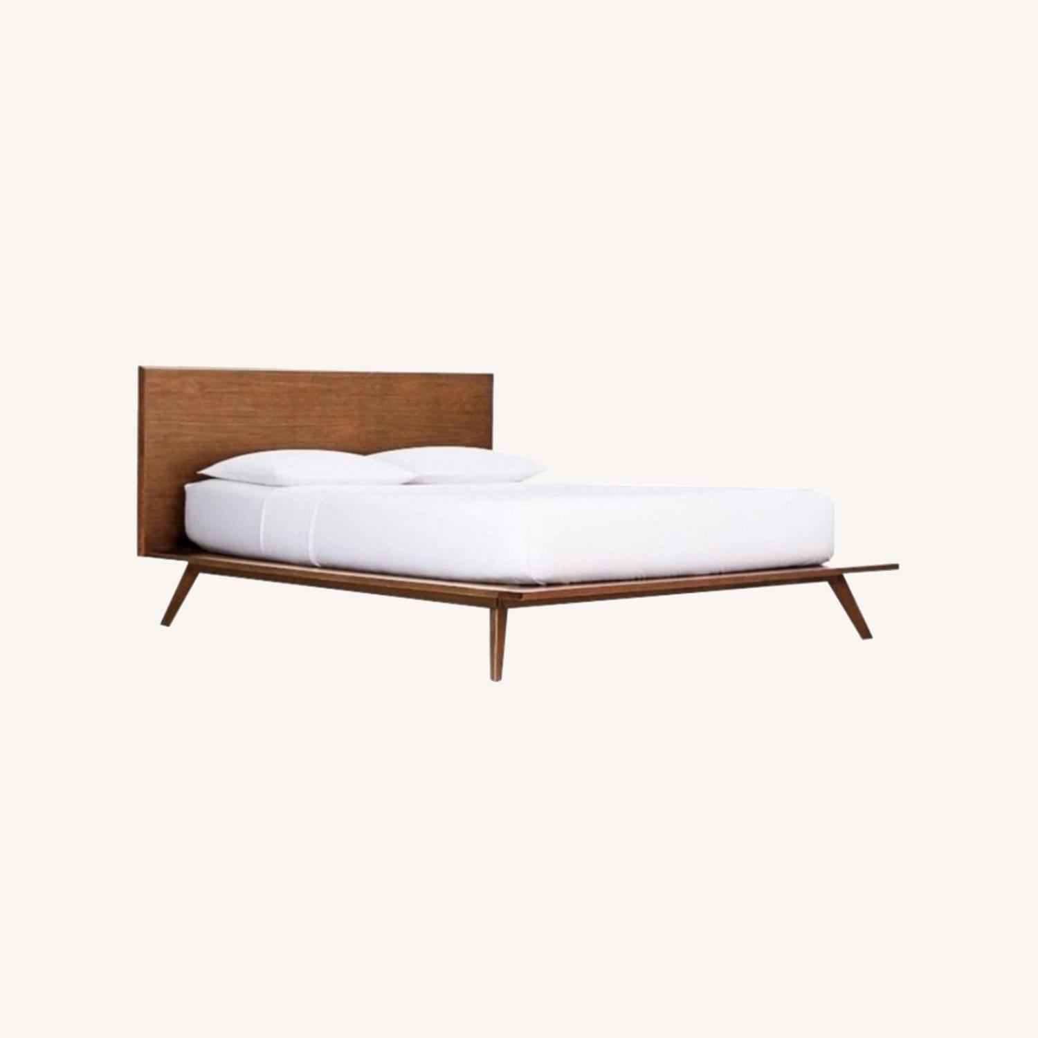 Walnut Platform Bed, Queen (No Headboard) - AptDeco