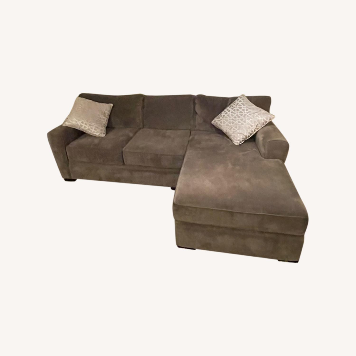 Dark Grey Microfiber Chaise Sofa - AptDeco