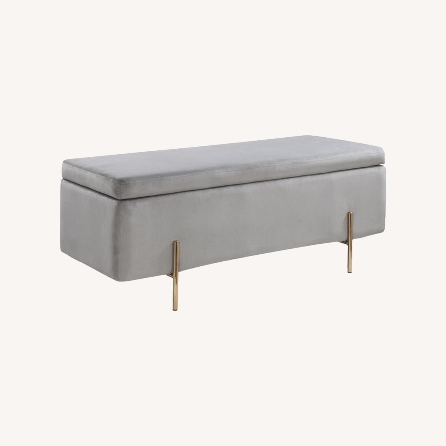 Grey Storage Ottoman - AptDeco