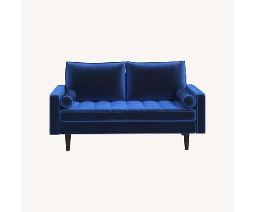 Wayfair Blue Velvet Sofa Loveseat Couch - AptDeco