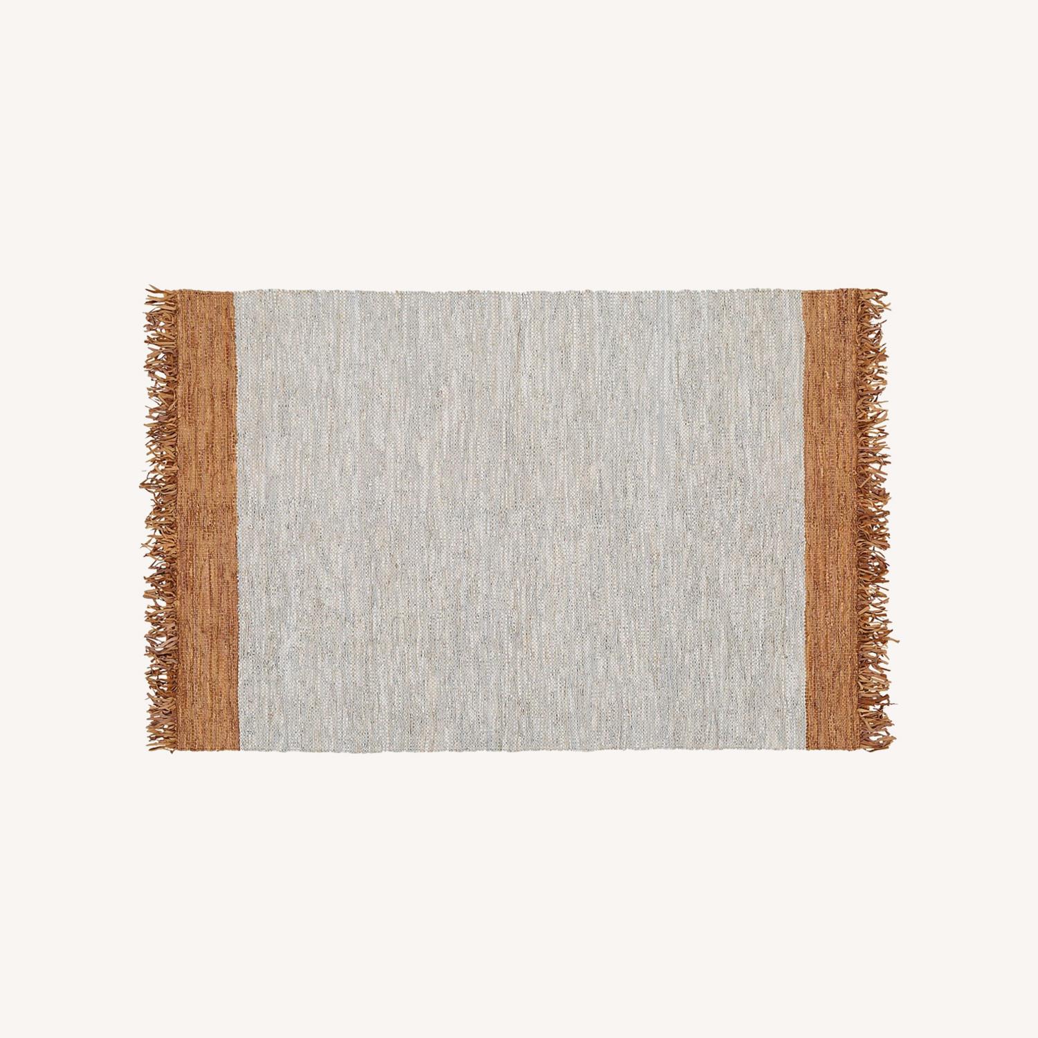 CB2 Natural Leather Dressage Area Rug (6'x9') - AptDeco
