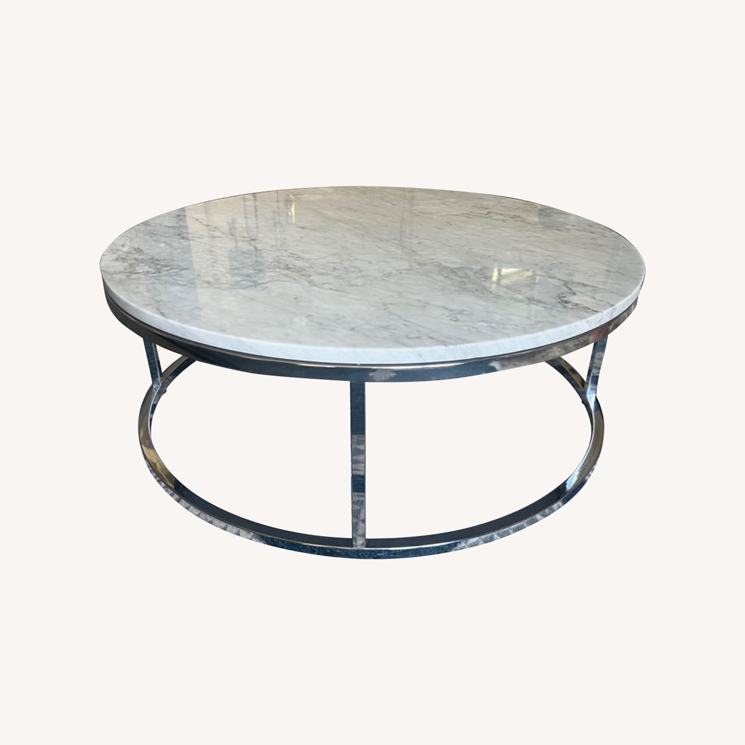 CB2 Smart Round Marble Top Coffee Table - AptDeco