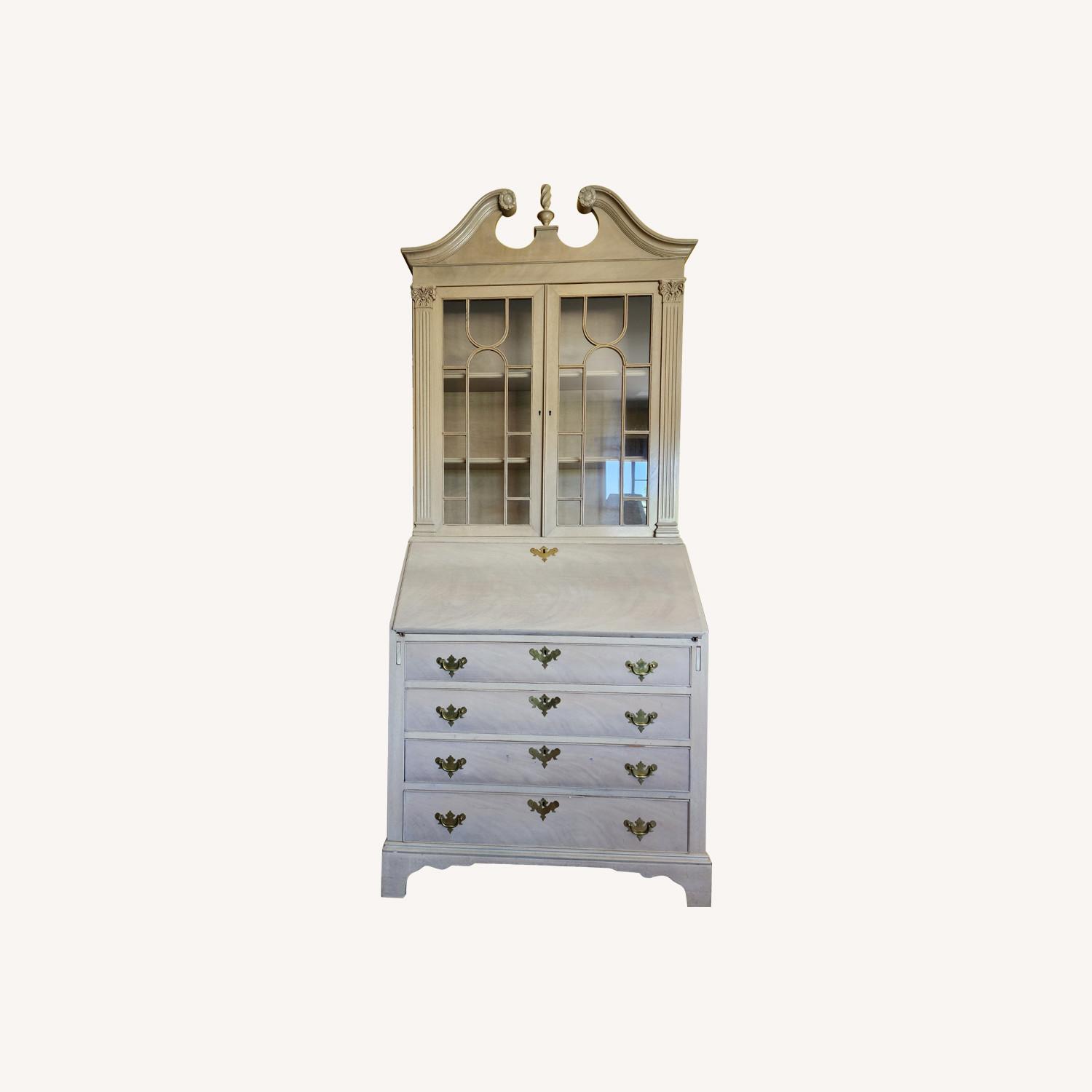 Secretary Style Curio Cabinet Vintage Cabinet - AptDeco