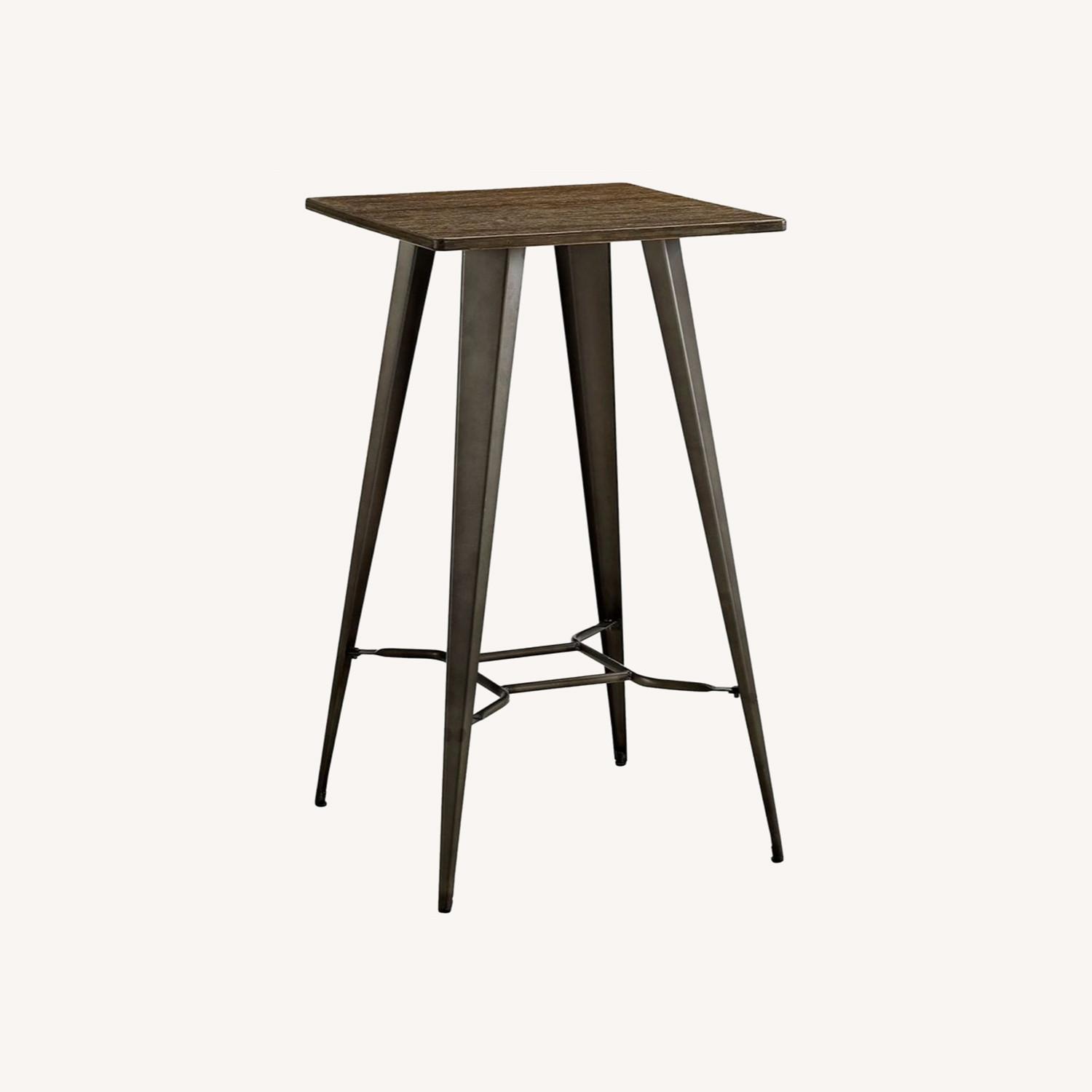 Modway Steel Dark Brown/Bronze Bar Table with Wood Top - AptDeco