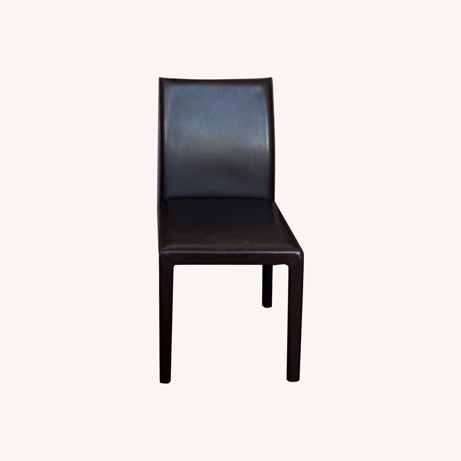 Crate & Barrel Folio Leather Dining Chairs - AptDeco