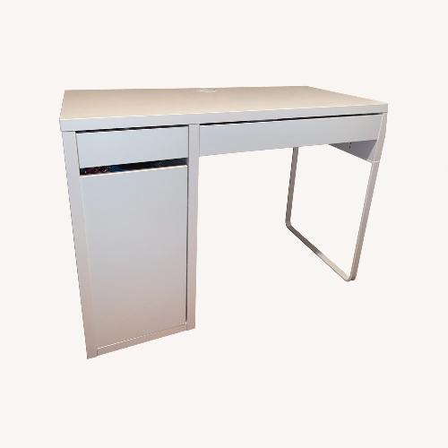 IKEA White Desk with Silver Adjustable Legs - AptDeco
