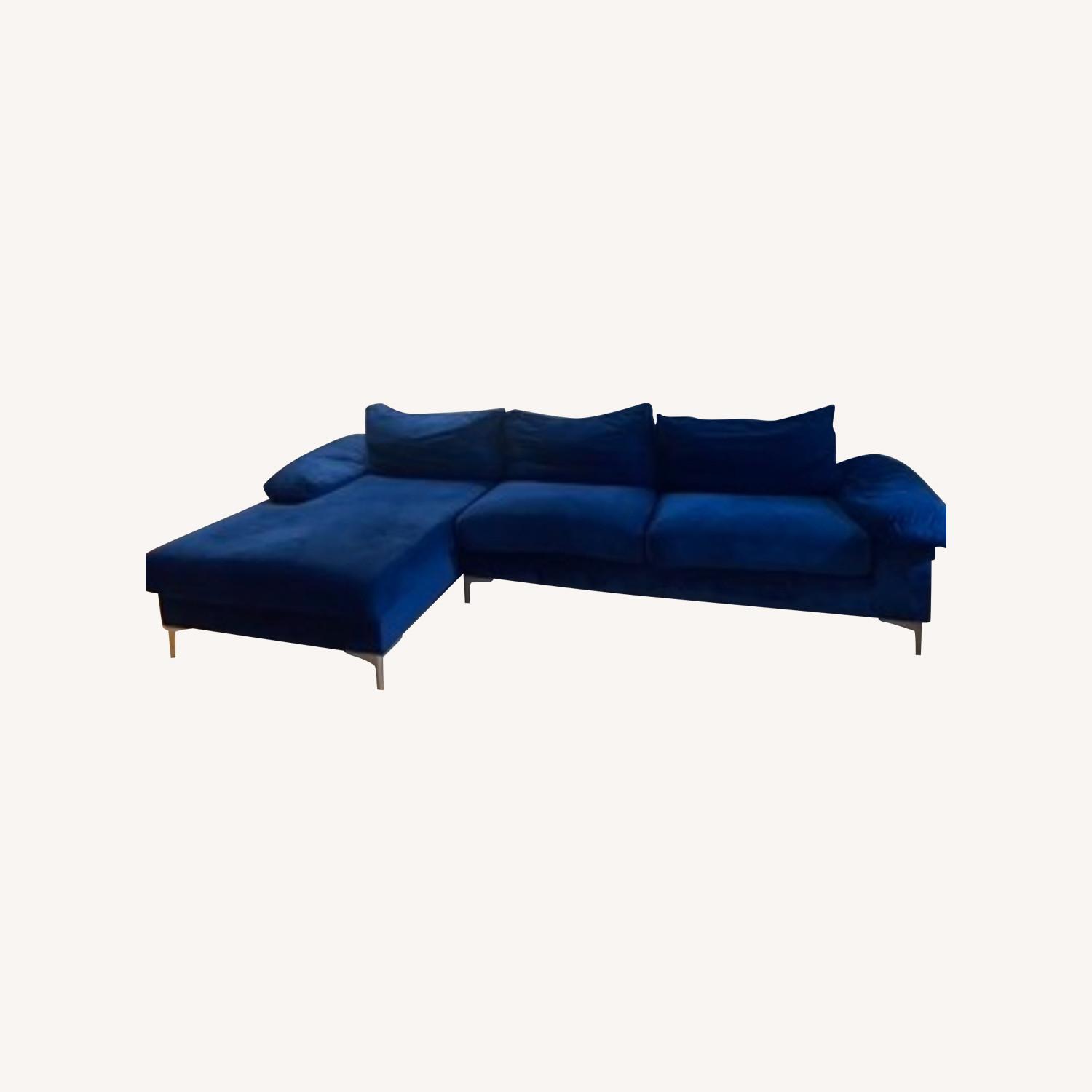 Wayfair Navy Velvet Sectional - AptDeco