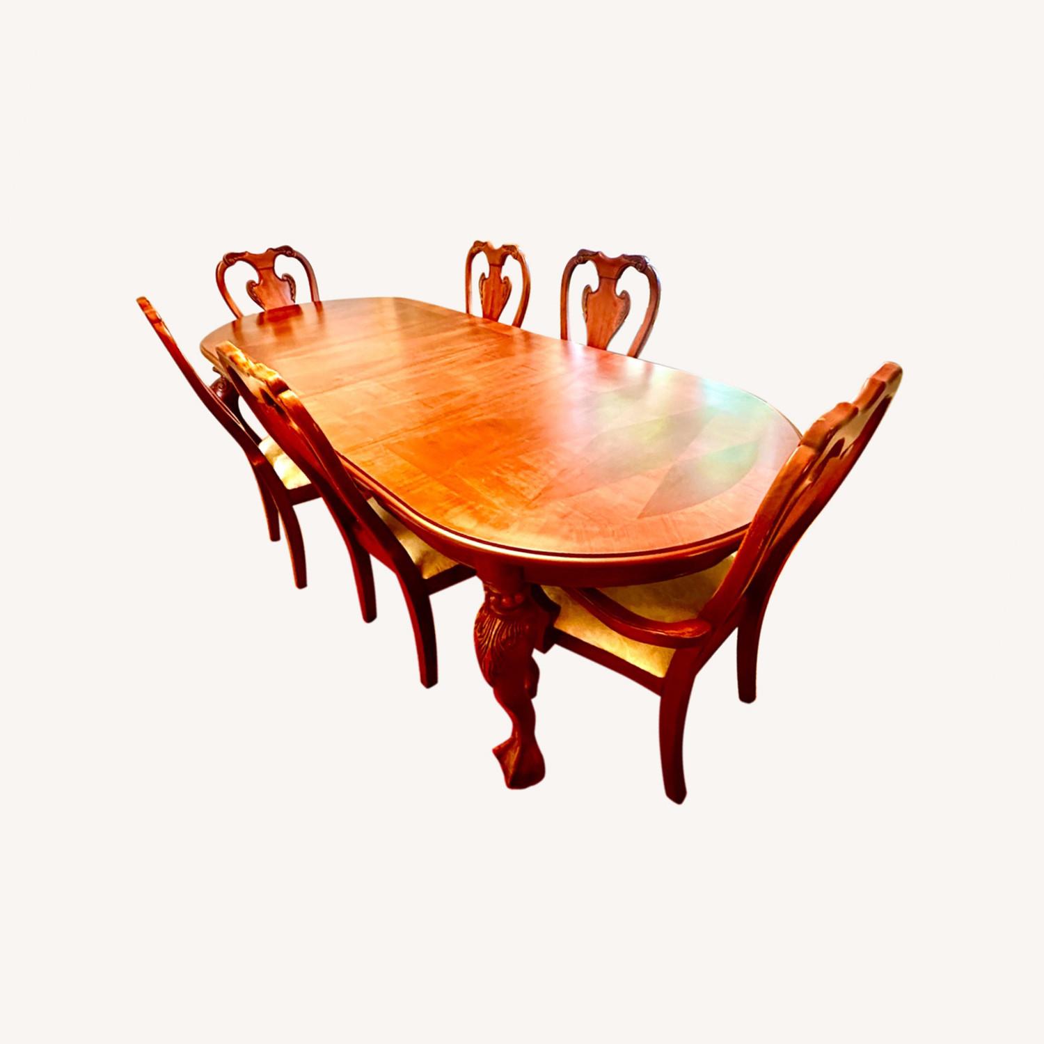 Adjustable Solid Cherry Wood Dining Set - AptDeco