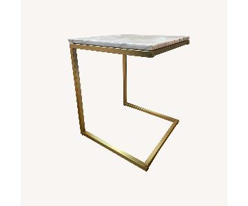 CB2 Smart Brass C Table with White Marble Top - AptDeco