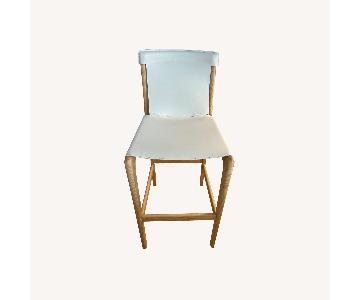 CB2 Burano White Leather Sling Counter Stool - AptDeco