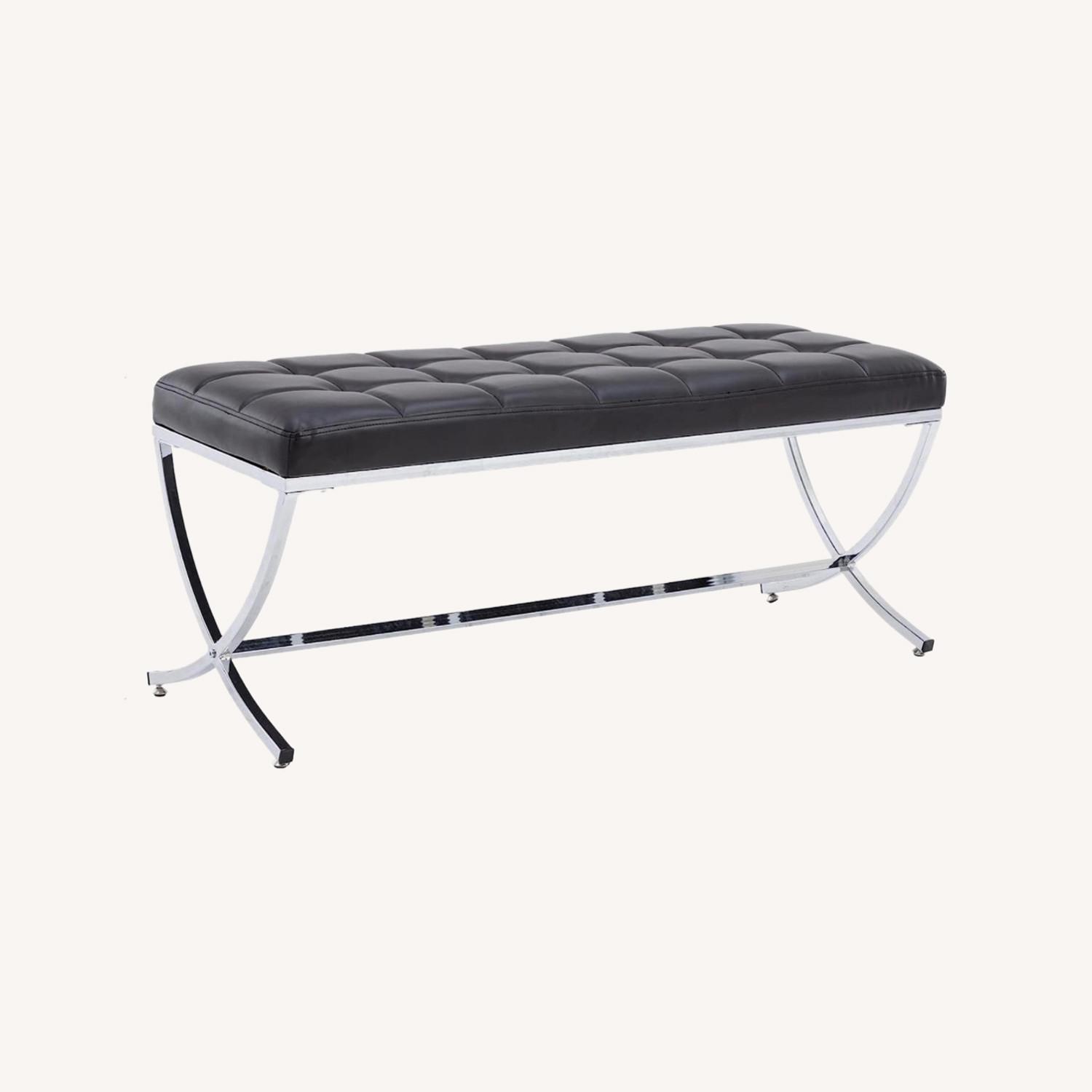 Black Leather Bench - AptDeco