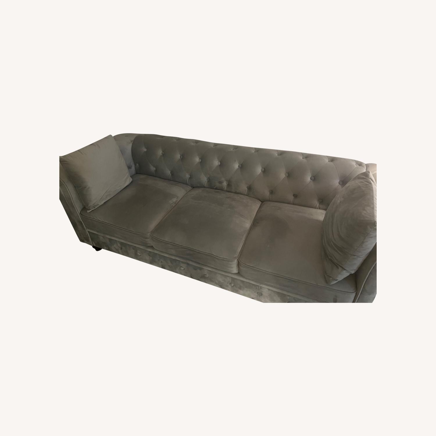Lora Zombie Grey Tufted Sofa - AptDeco