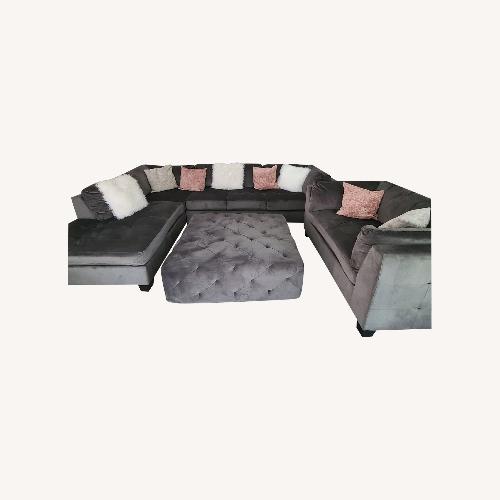 Italian Suede Peach 3-Sectional L shape Sofa - AptDeco