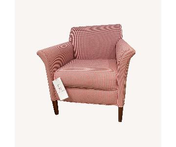Checkered Gingham Upholstered Chair - AptDeco