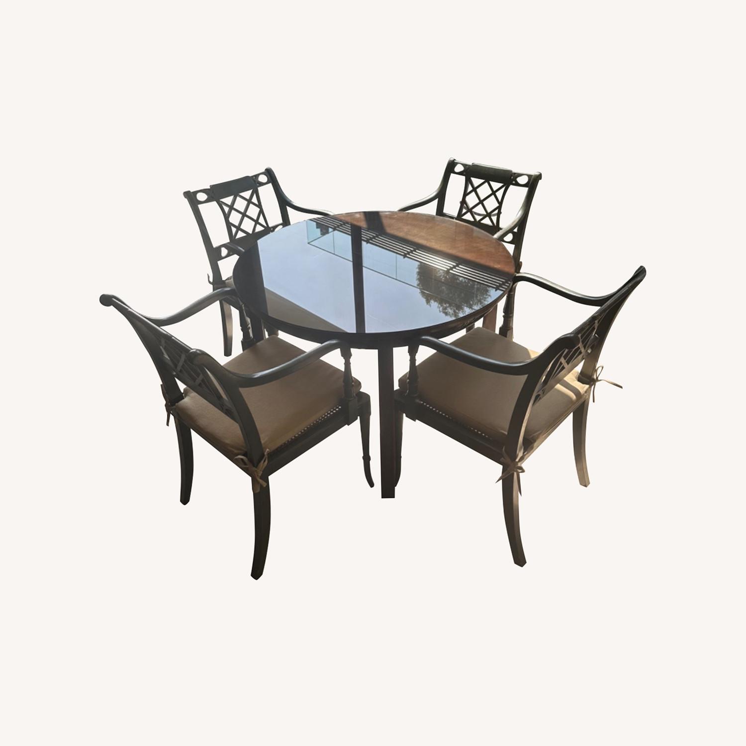 42 Kindel Mahagony Dining Table with Glass Top - AptDeco