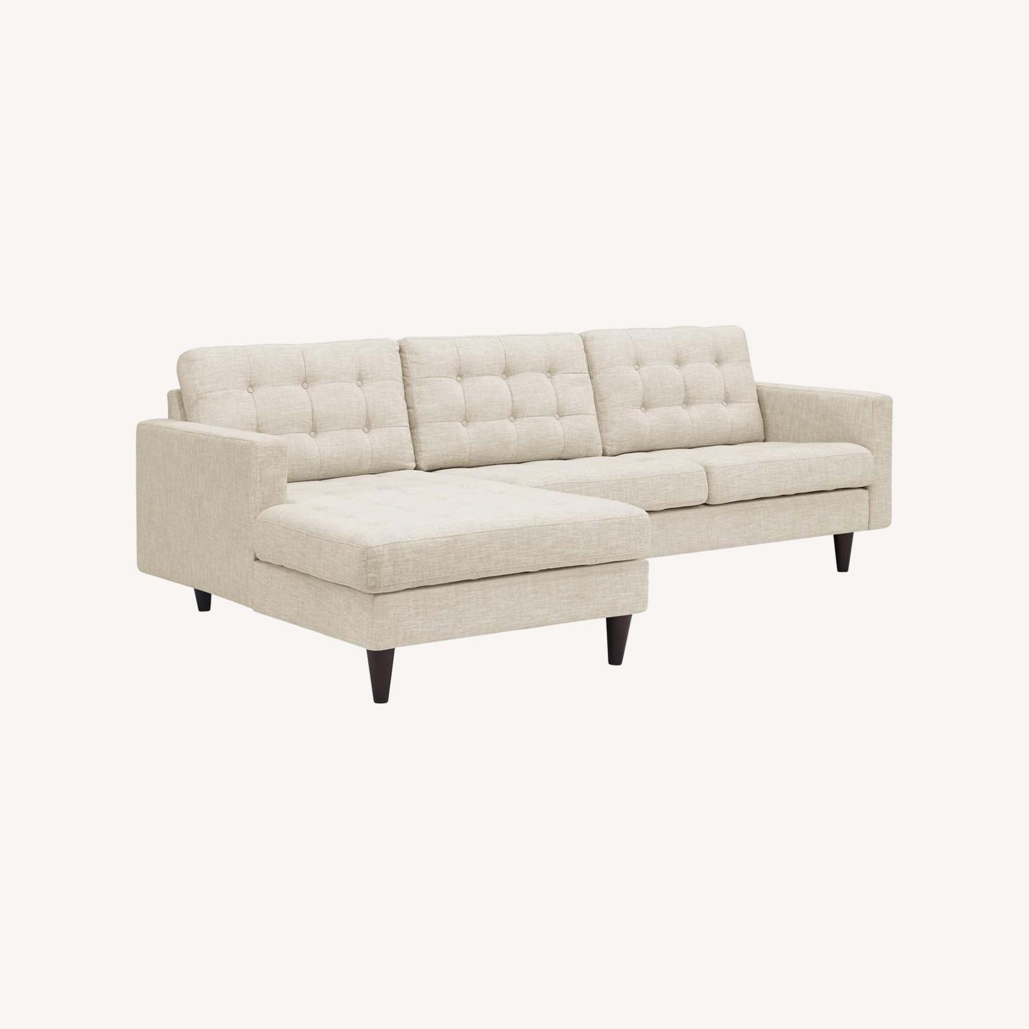 Left-Facing Sectional Sofa In Beige Fabric - AptDeco