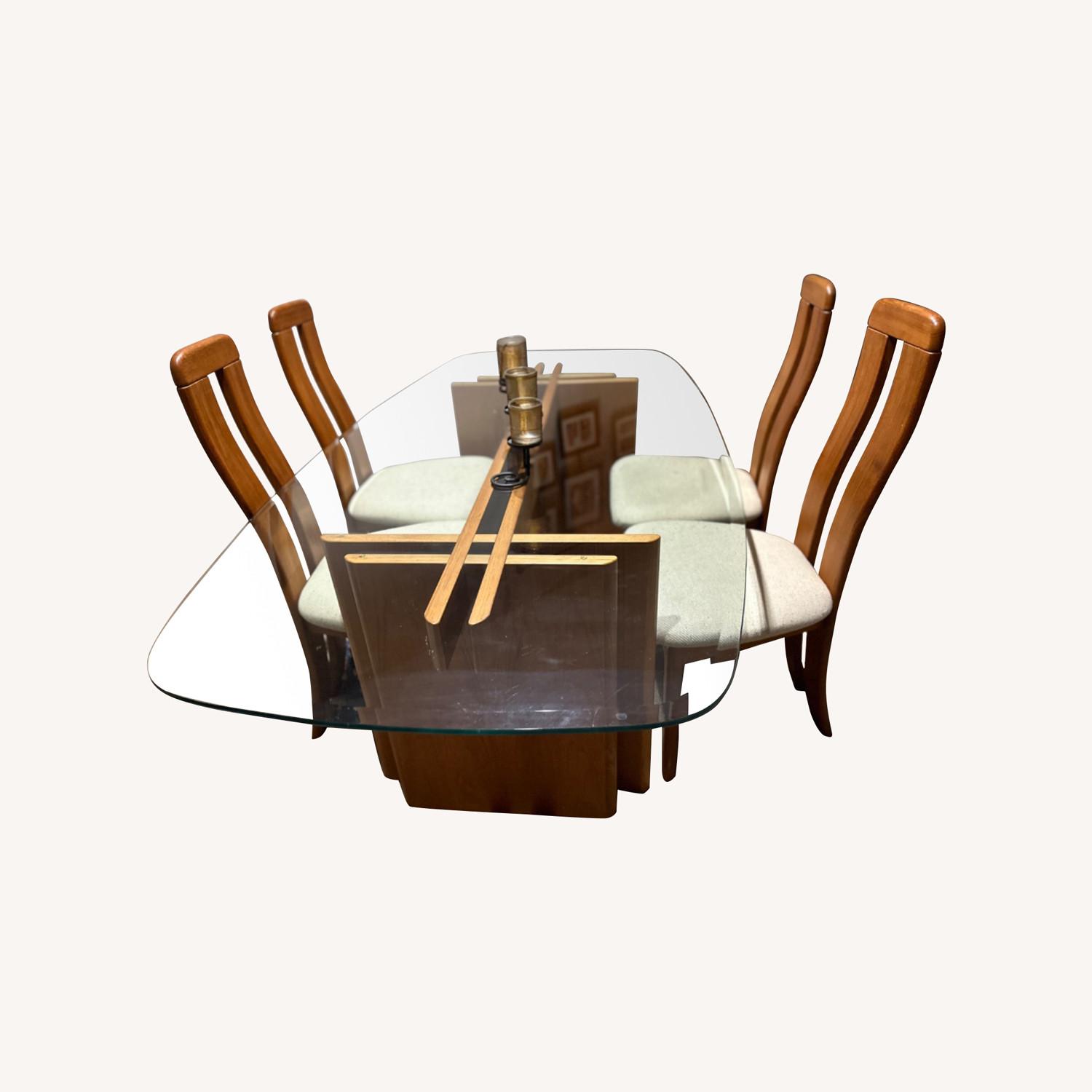 Bob's Discount Dining Set Glass Top W 4 Chairs in Mint State - AptDeco