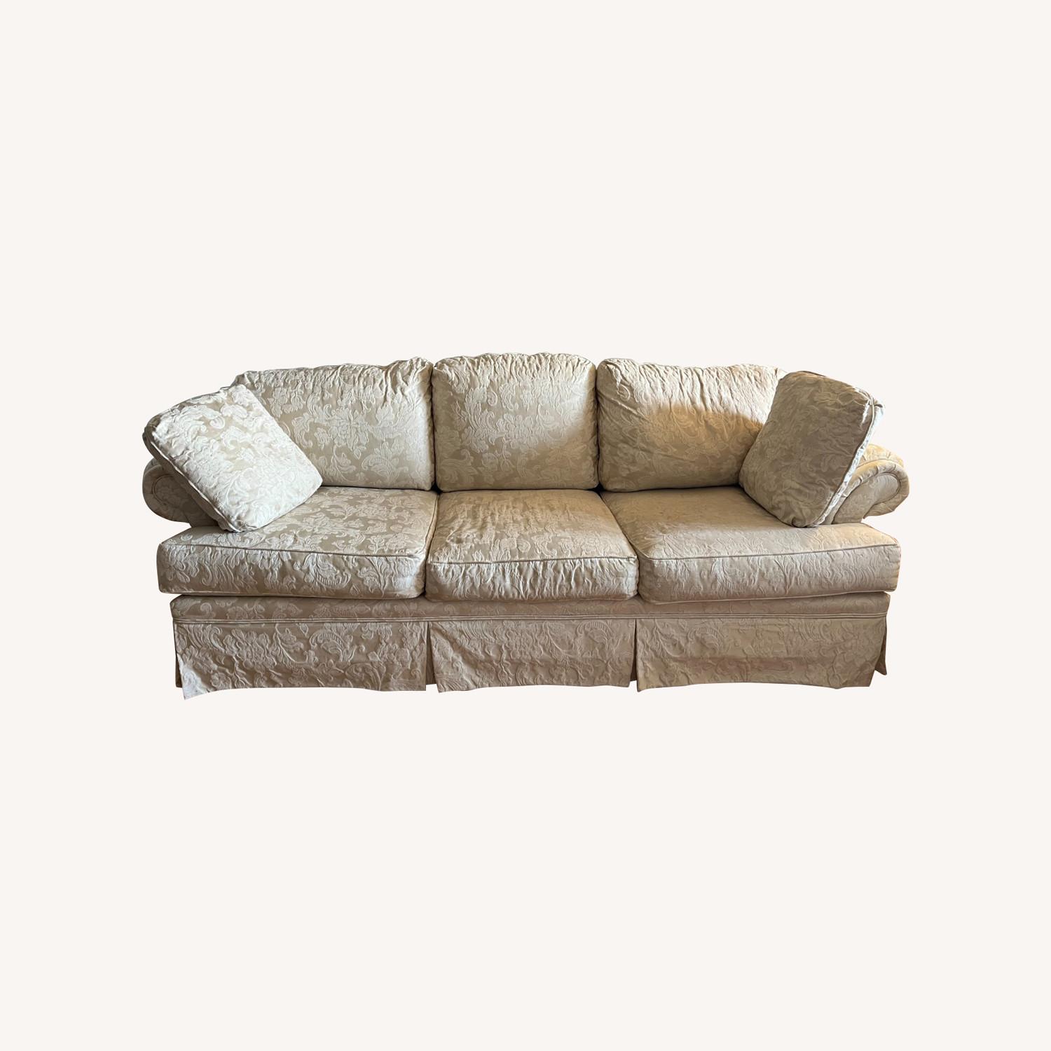 Broyhill Furniture Beige / White Fabric Three Seat Sofa - AptDeco