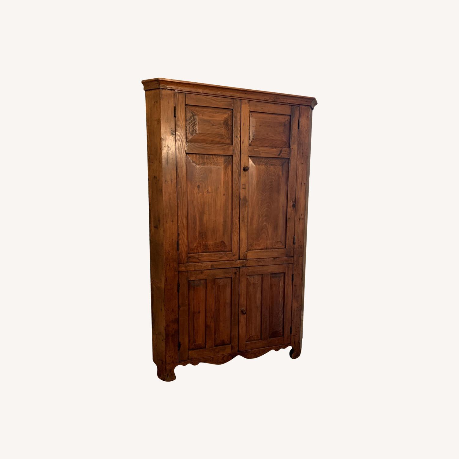 Large Wooden Corner Cupboard - AptDeco