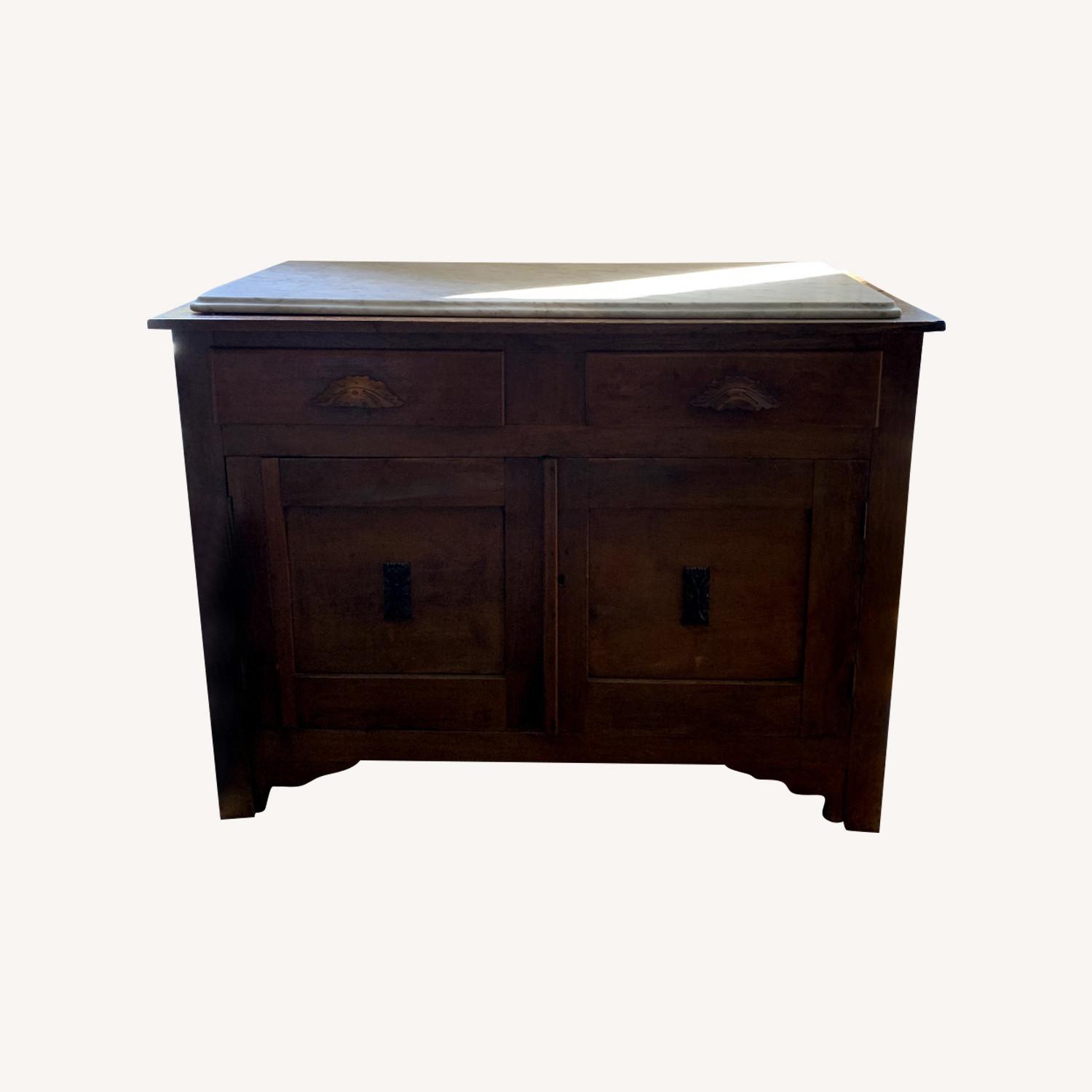 Two-Door Marble-Top Cabinet - AptDeco