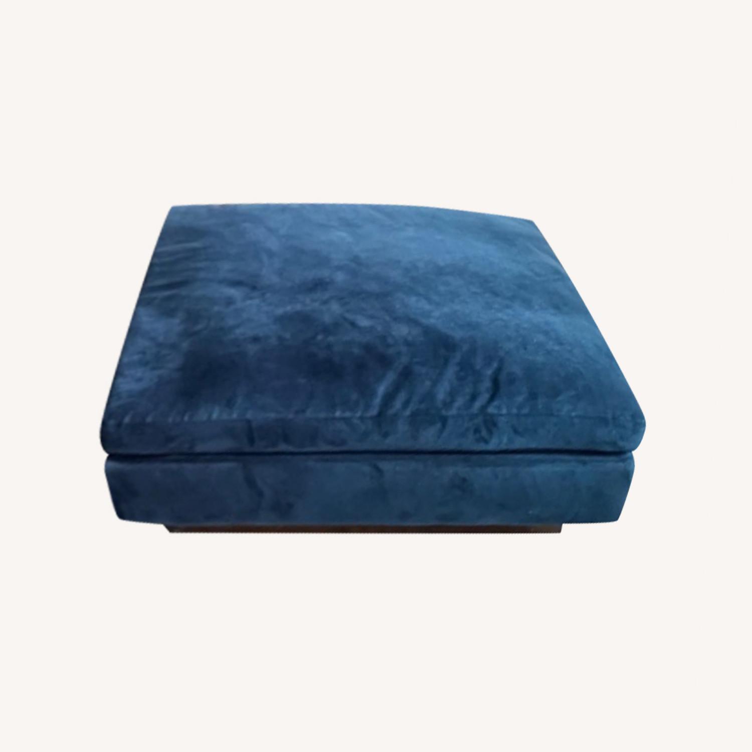 West Elm Harmony Petite Ottoman in Ink Blue - AptDeco