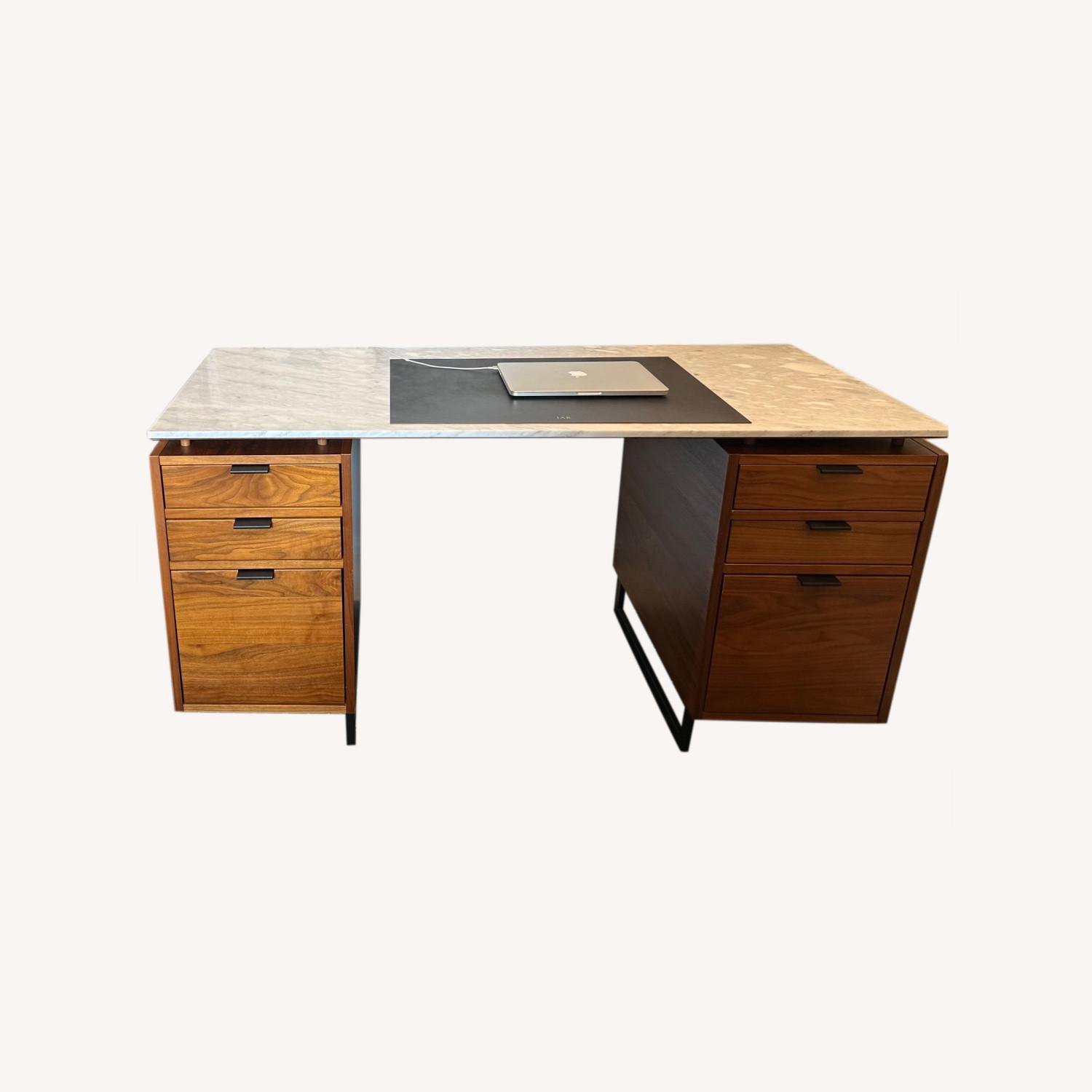 CB2 Fullerton 6-Drawer Walnut Wood Desk - AptDeco