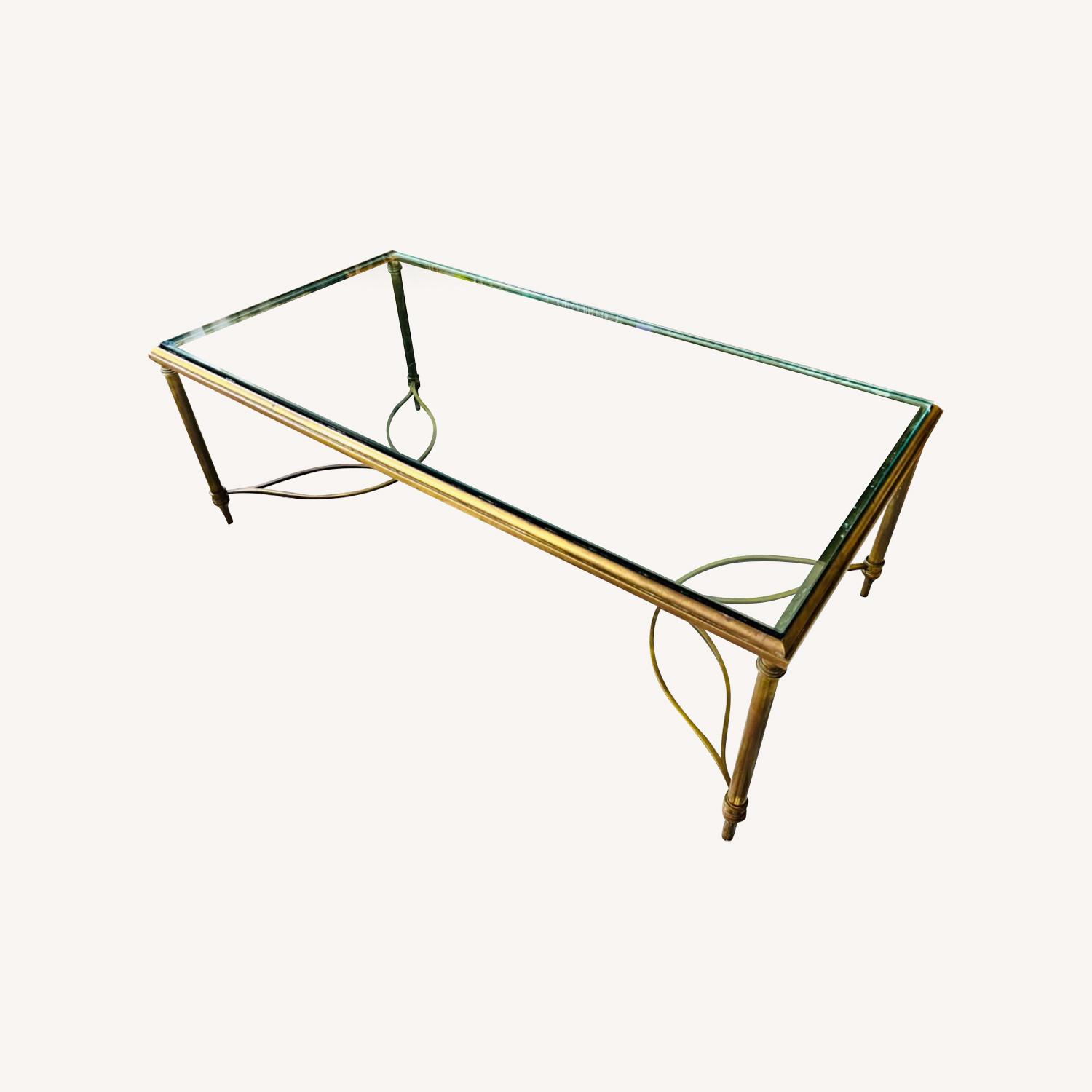 1950s Mid-Century Solid Brass & Glass Coffee Table - AptDeco