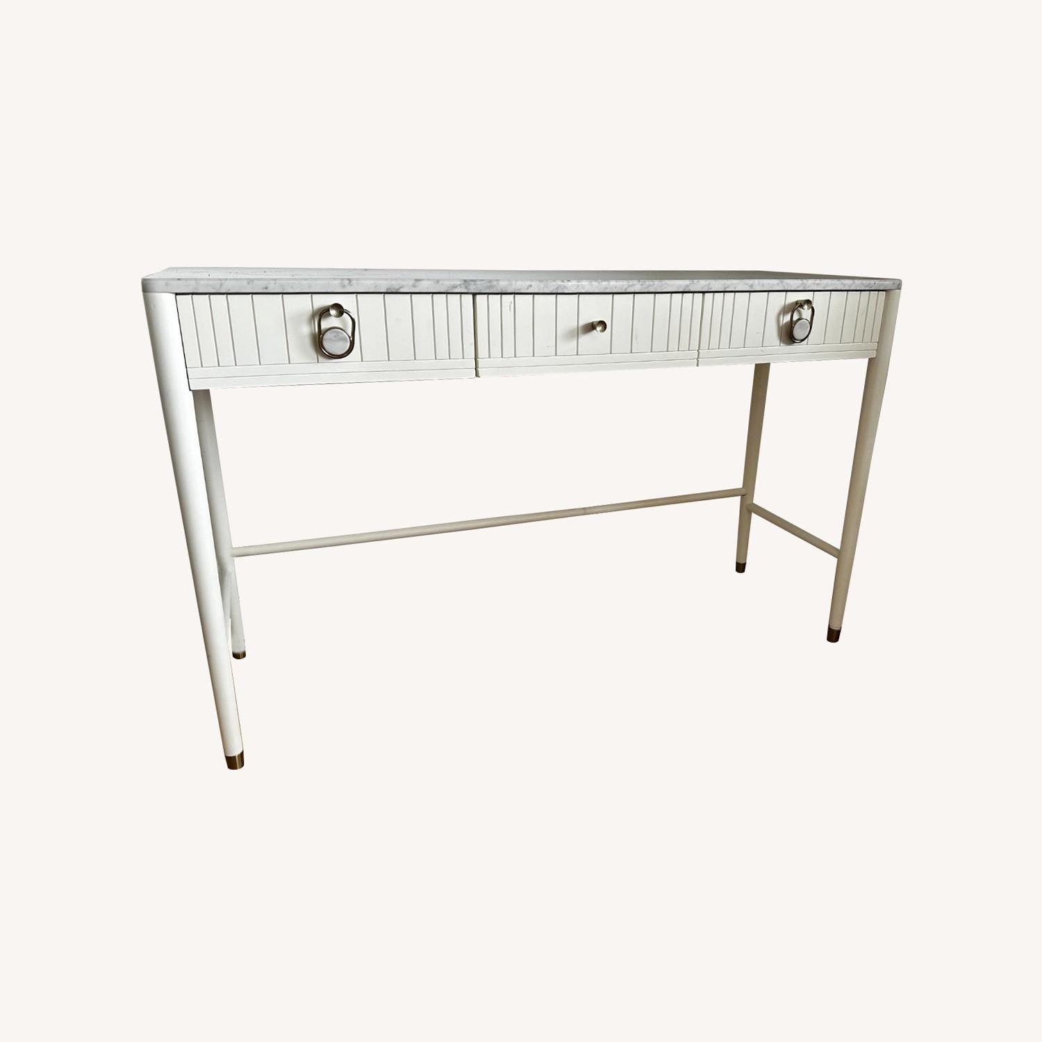 Anthropologie Wood and Marble Console Table/Desk - AptDeco