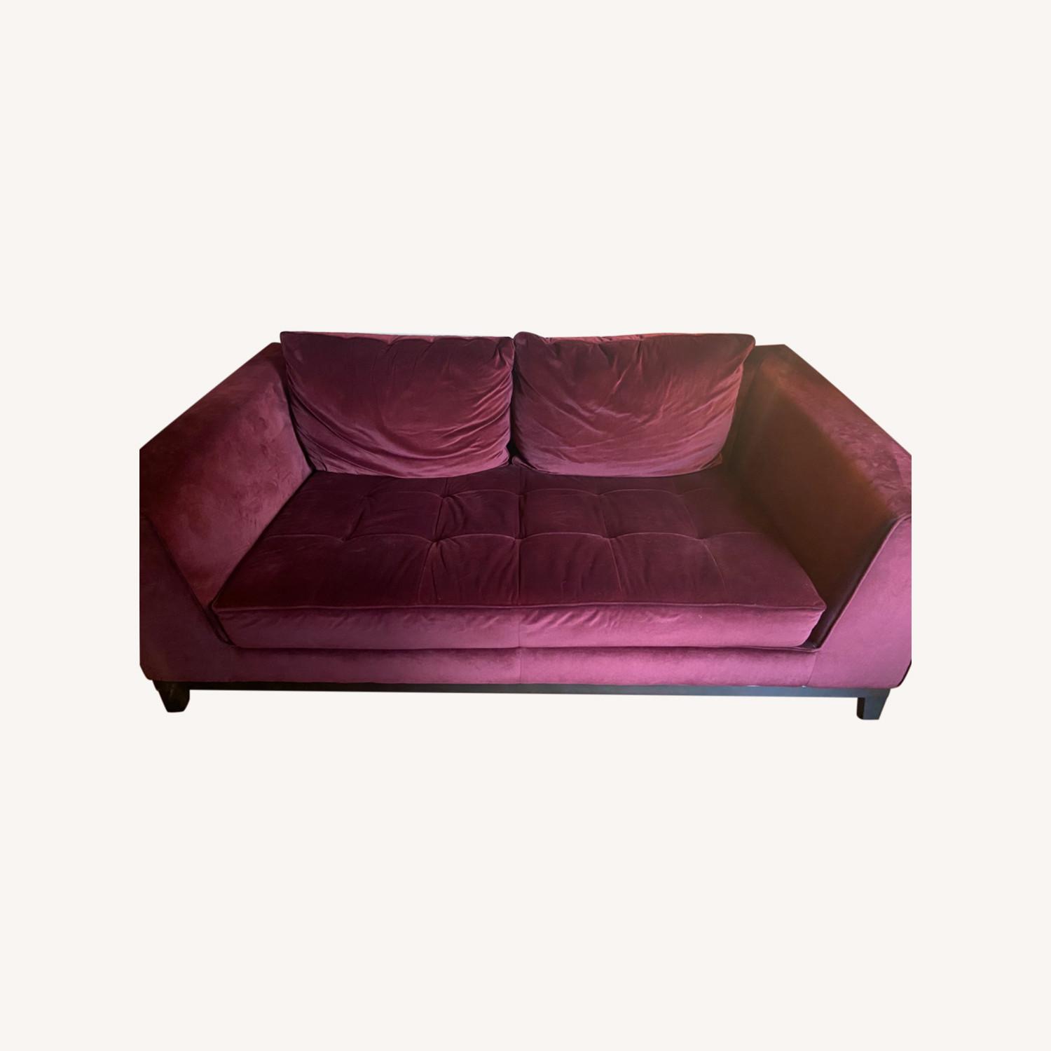 Macy's Red Velvet Couch - AptDeco