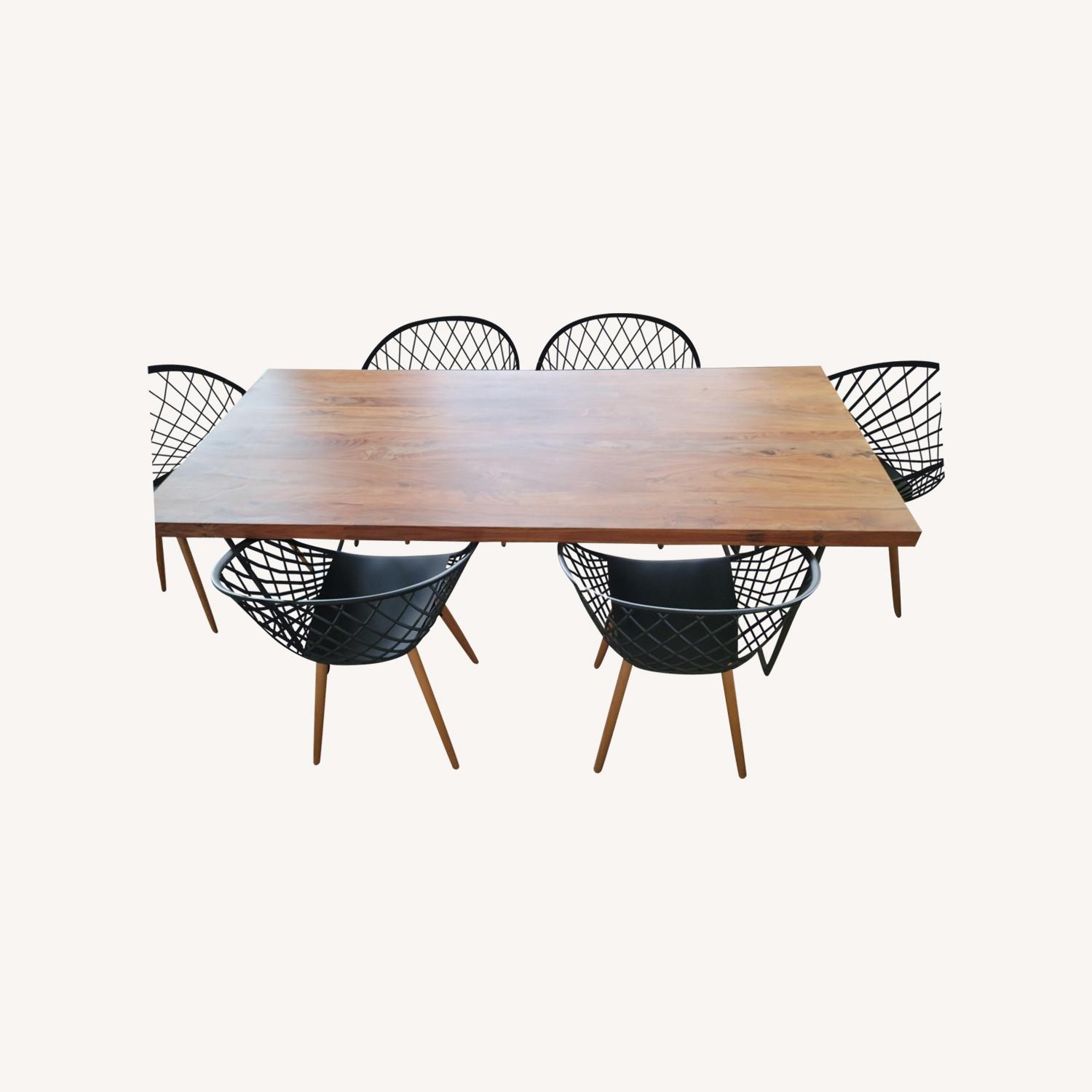 Solid Wood Crate & Barrel Table and 6 Chairs - AptDeco