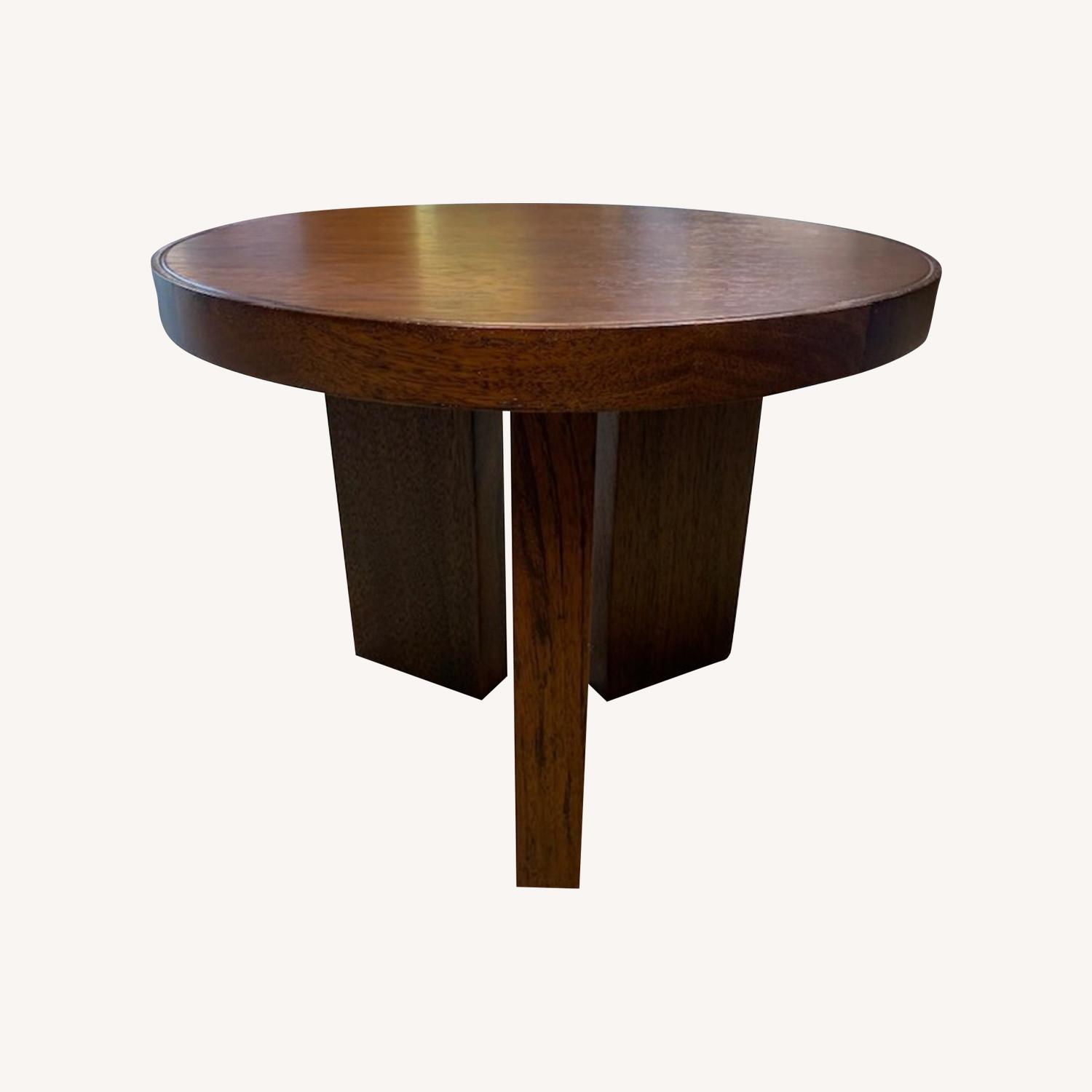 Brown Wooden Round Side Table - AptDeco